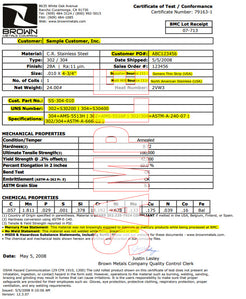 BMC Certificate of Test / Conformance – Sidecuts®.com